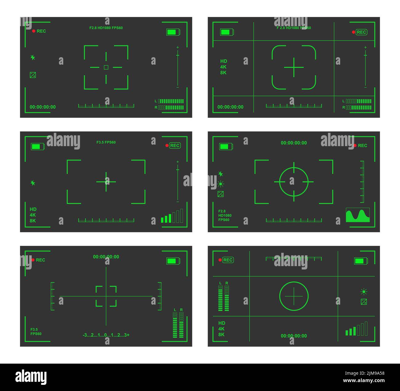Camera viewfinders cartoon illustration set. Recording or shooting ...