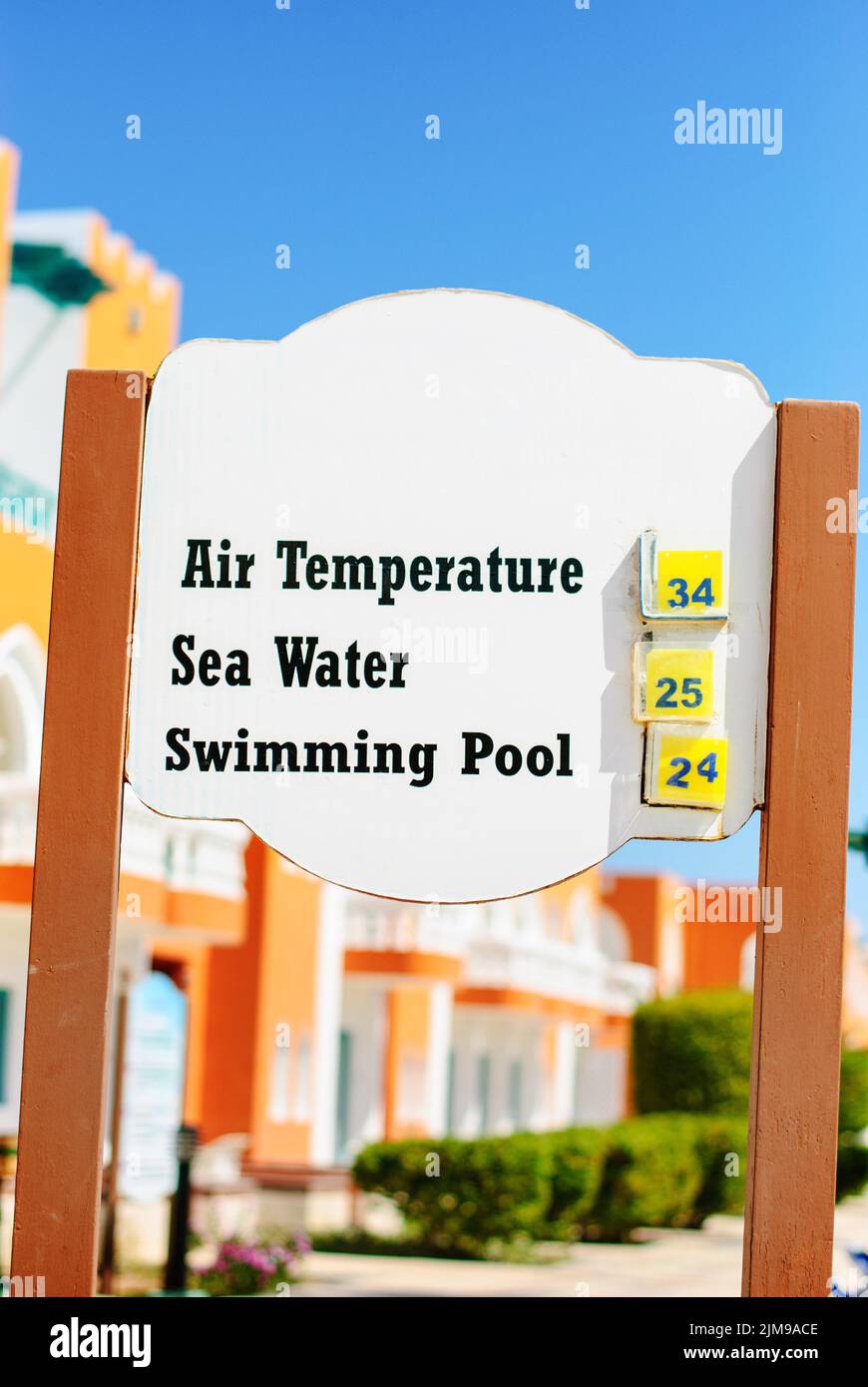 Air and Water Temperature Sign Stock Photo - Alamy