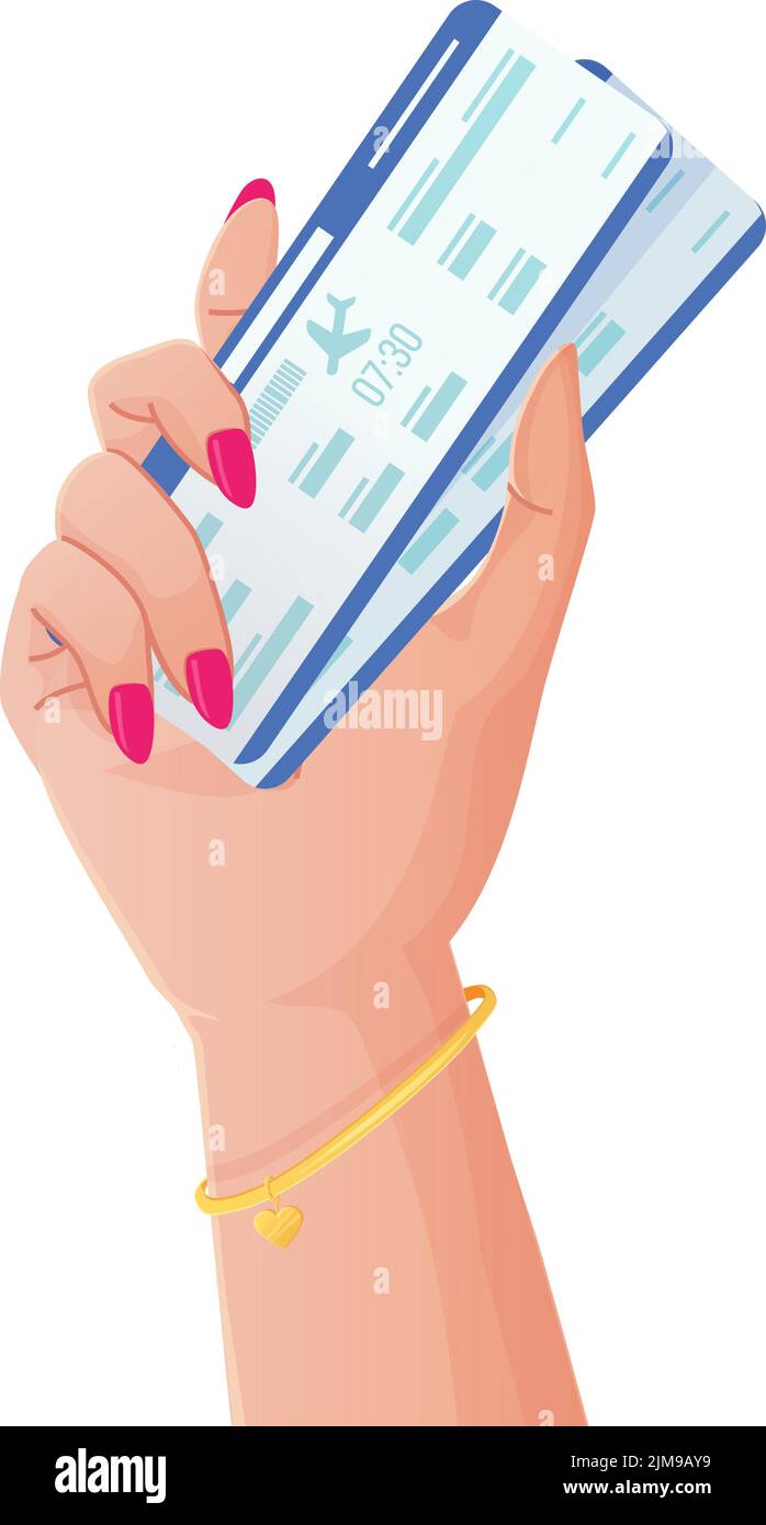 Caucasian woman hand holding two airplane tickets. Vacation, fly travel ...