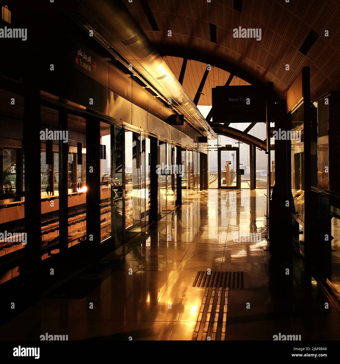 Subway station in Dubai, color of sunset Stock Photo - Alamy