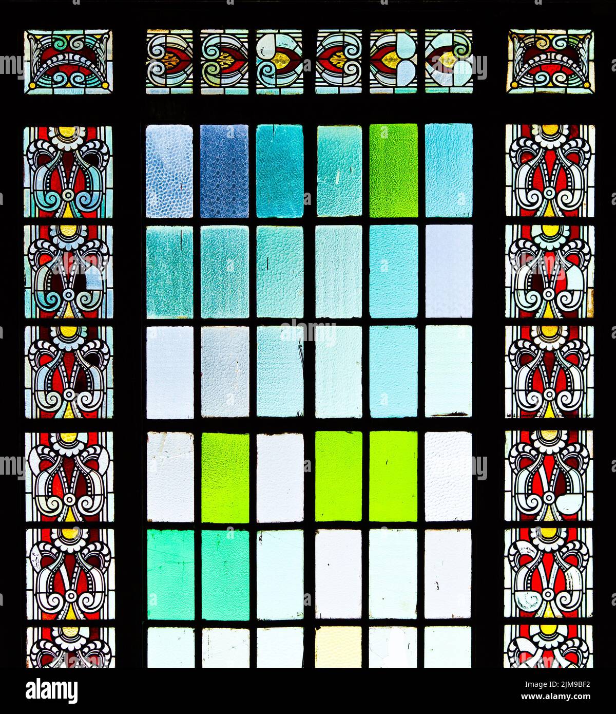 Stained glass window of colored glass Stock Photo - Alamy