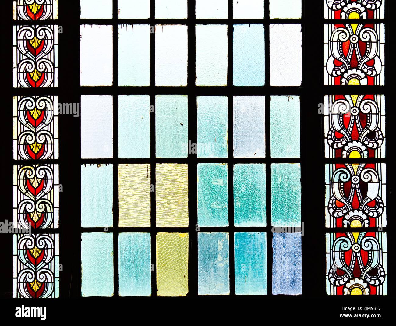 Stained glass window of colored glass Stock Photo - Alamy