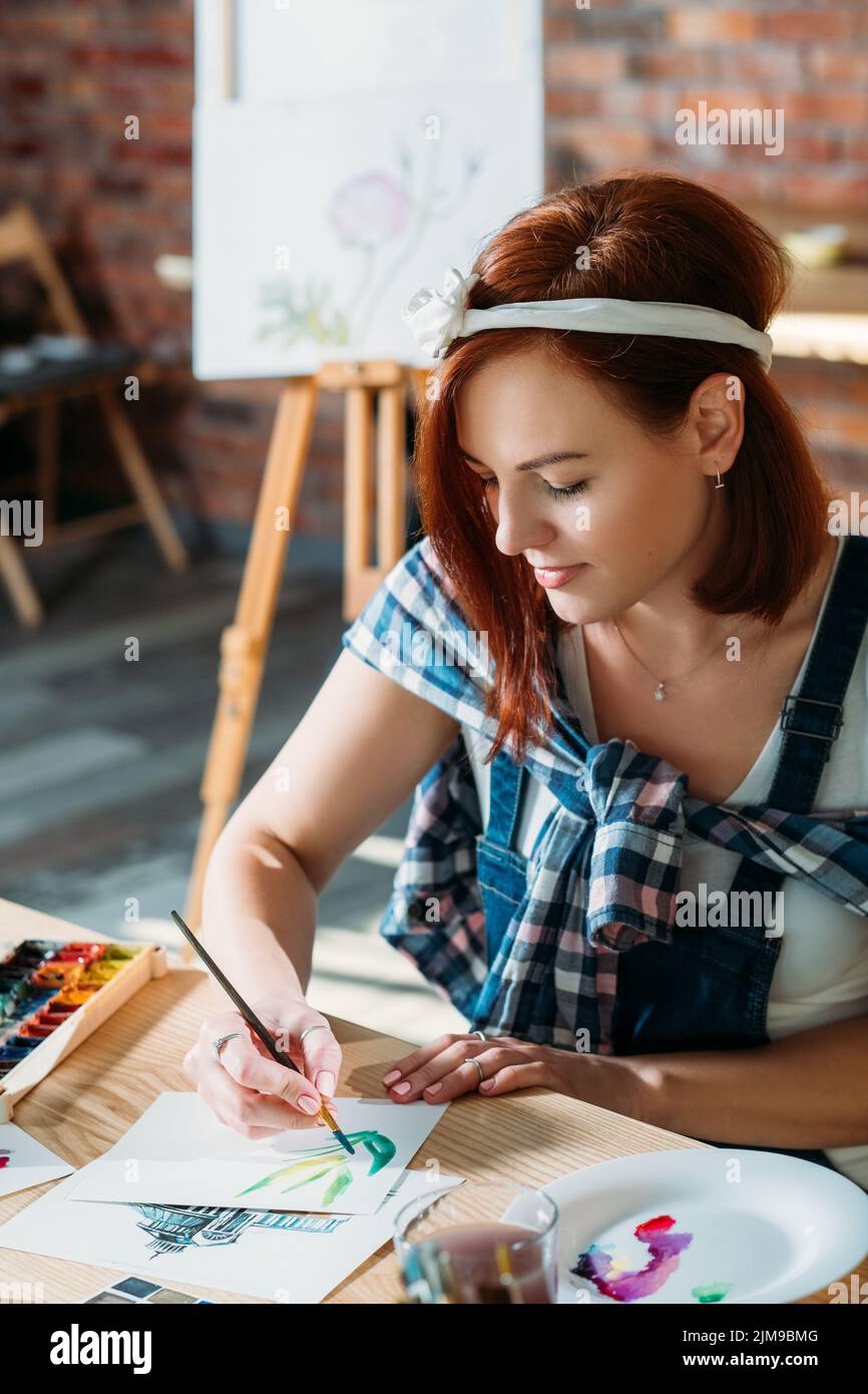 artist studio watercolor painting inspiration Stock Photo - Alamy