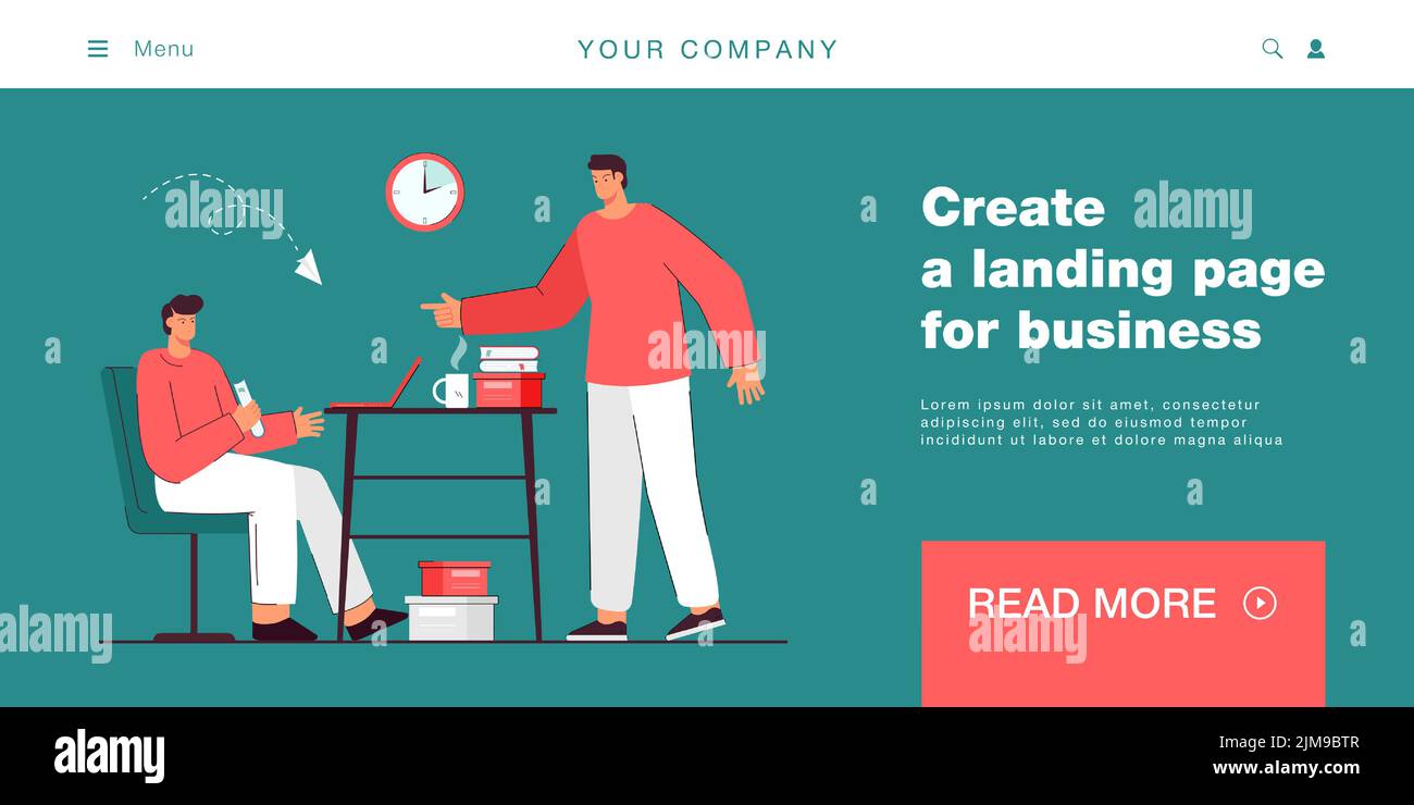 Angry boss pointing to tired late employee to deadline. Man working ...