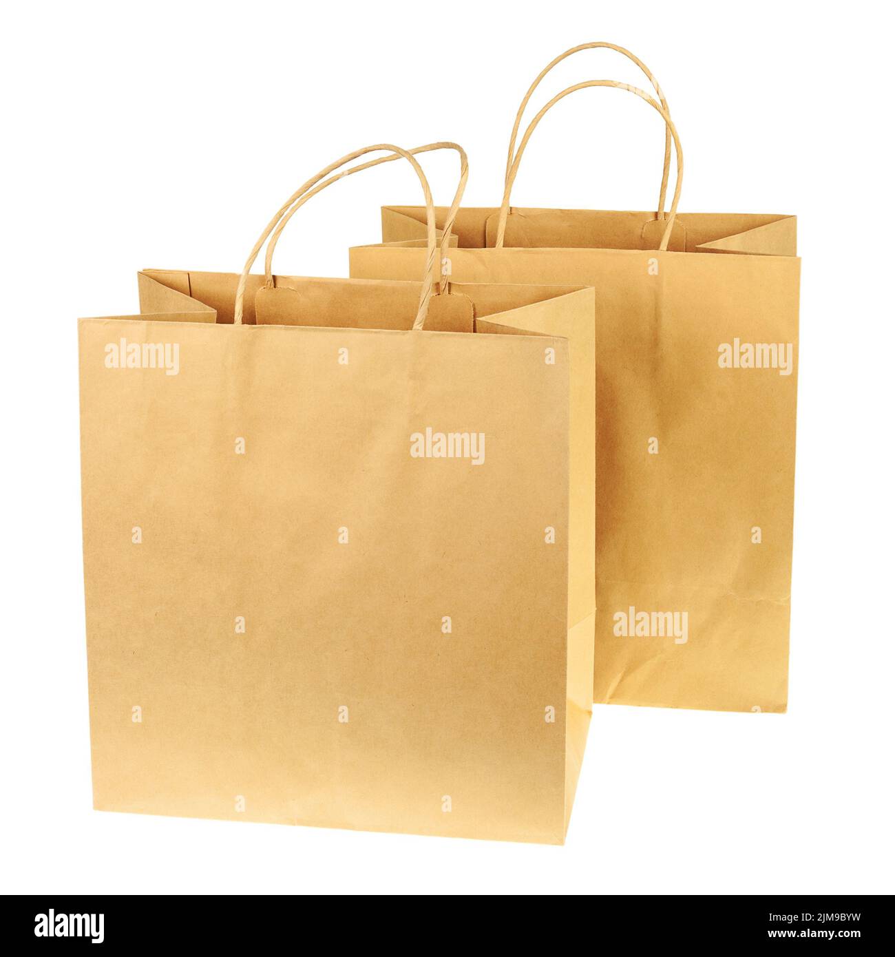 Empty brown recycled paper shopping bags isolated on white background ...