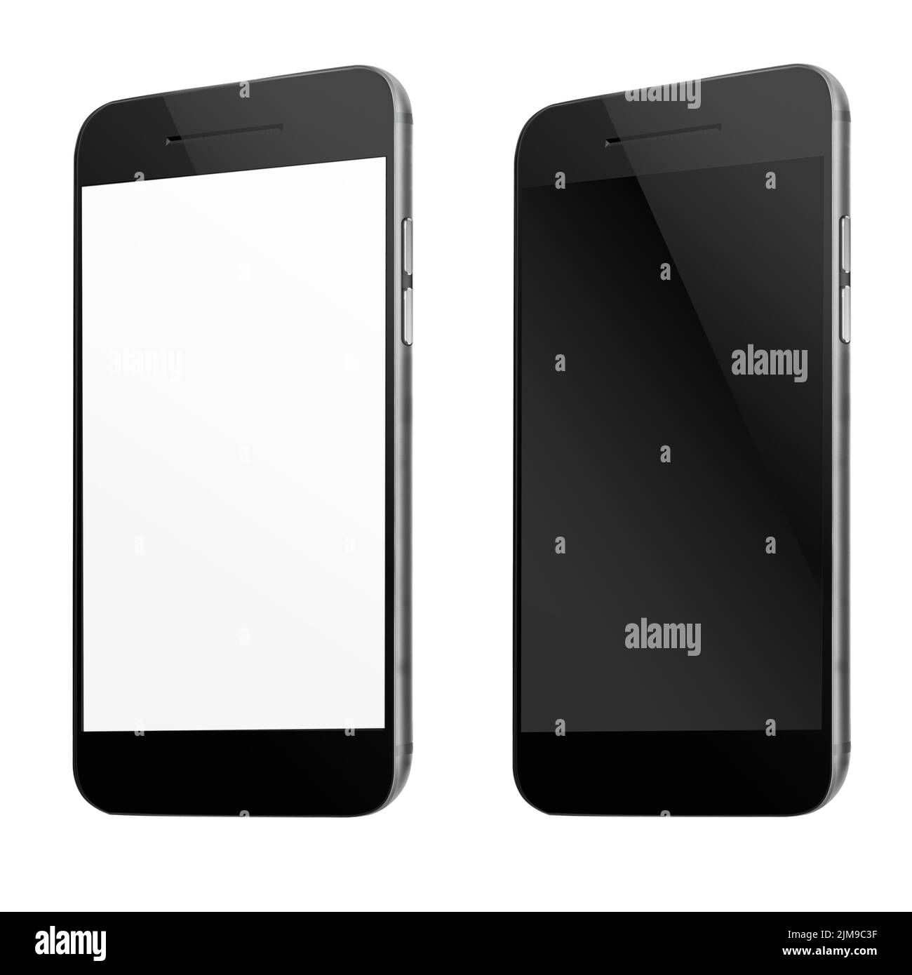 Mobile smart phones with white and blank screen isolated on white ...