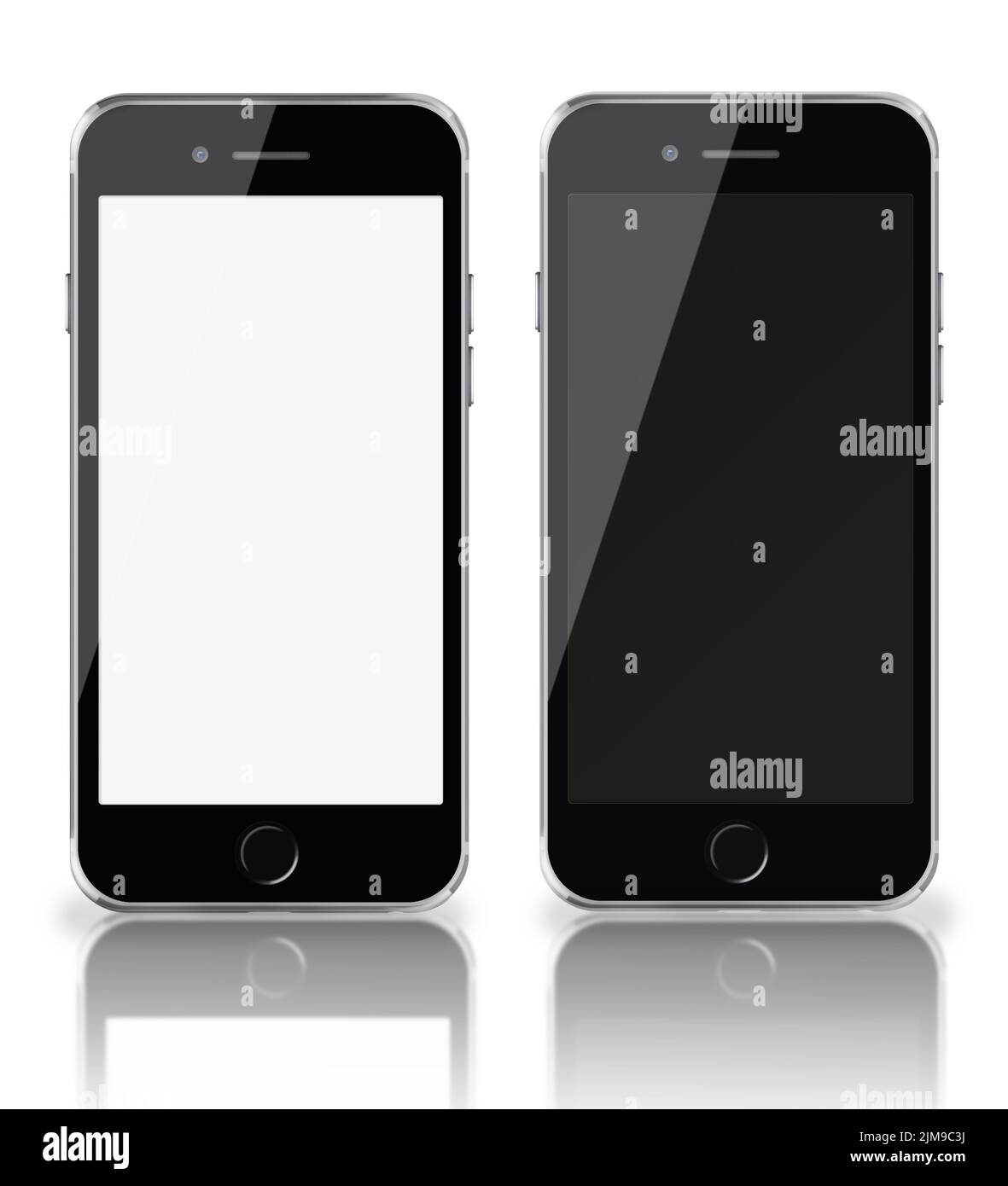 Mobile smart phones with white and blank screen isolated on white ...