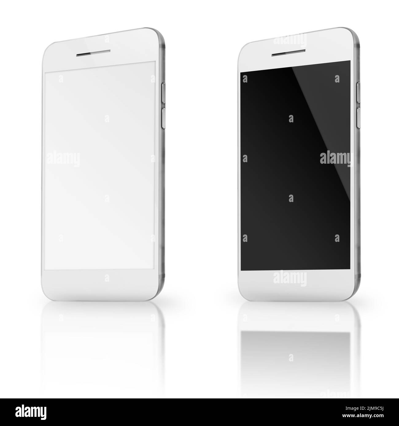 Mobile smart phones with white and blank screen isolated on white ...