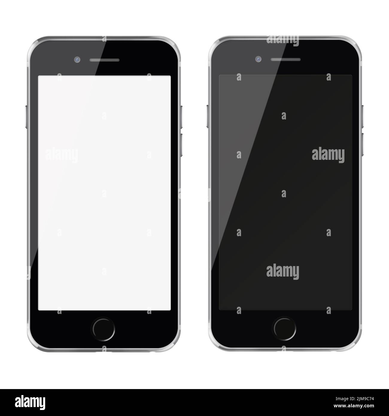 Mobile smart phones with white and blank screen isolated on white ...