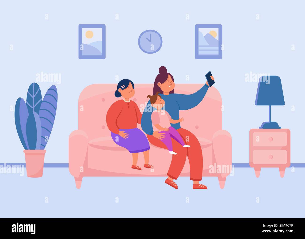 Taking selfie family Stock Vector Images - Alamy