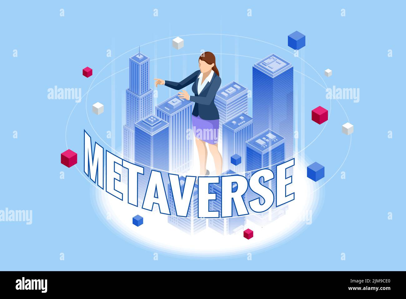 Isometric future digital technology cyber virtual game entertainment ...