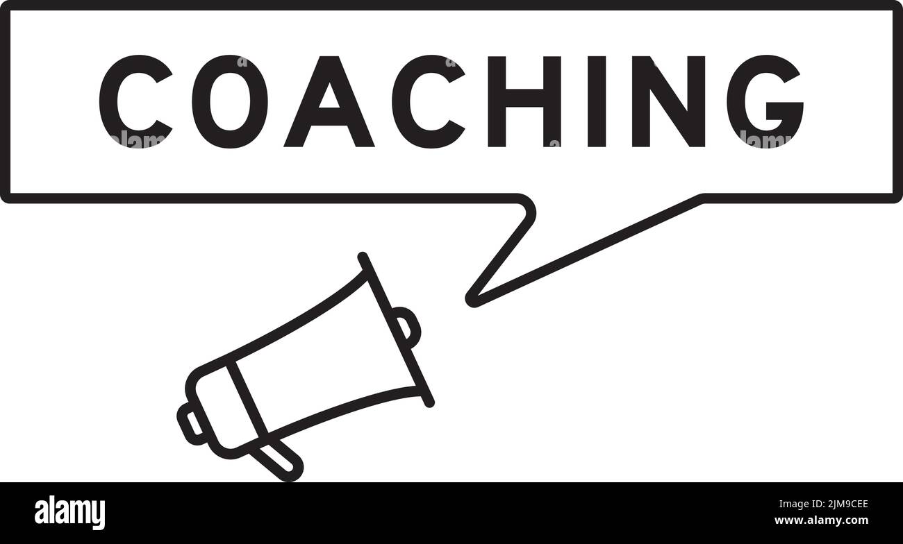 Megaphone icon with speech bubble in word coaching on white background ...
