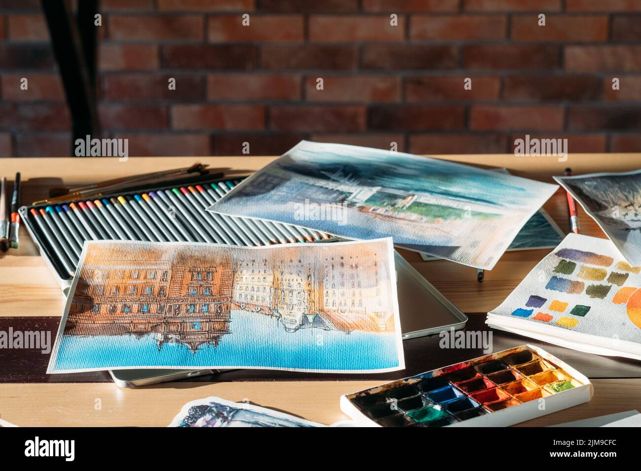 artist workplace art studio atmosphere artwork Stock Photo - Alamy