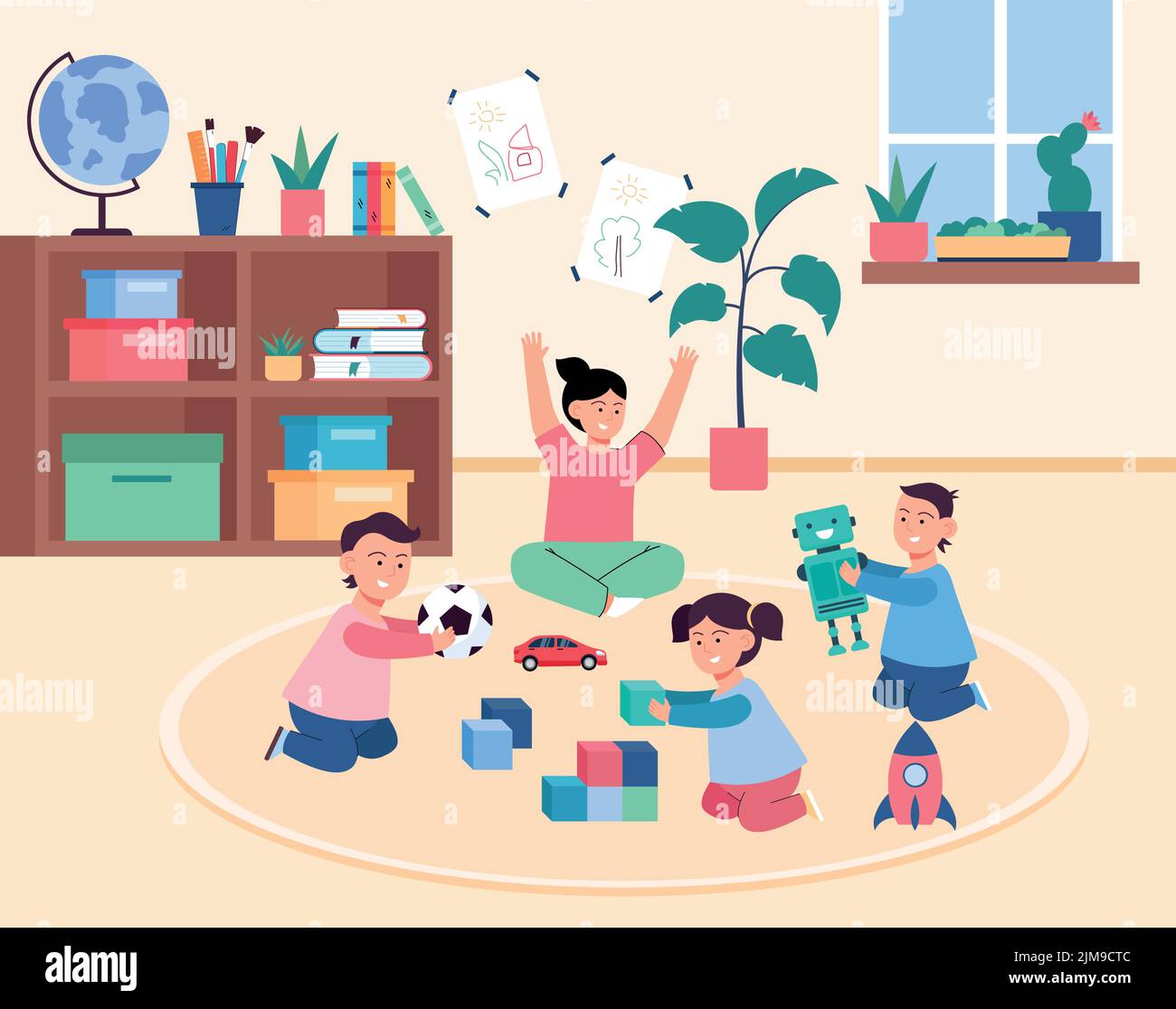 Interior playroom in kindergarten Stock Vector Images - Alamy