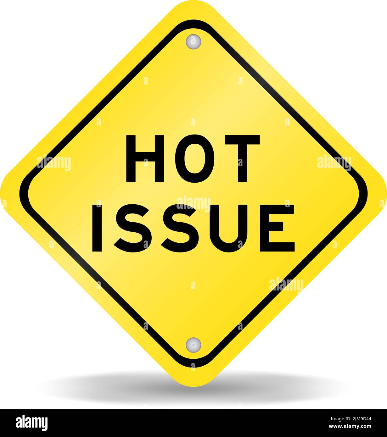 Yellow color transportation sign with word hot issue on white ...