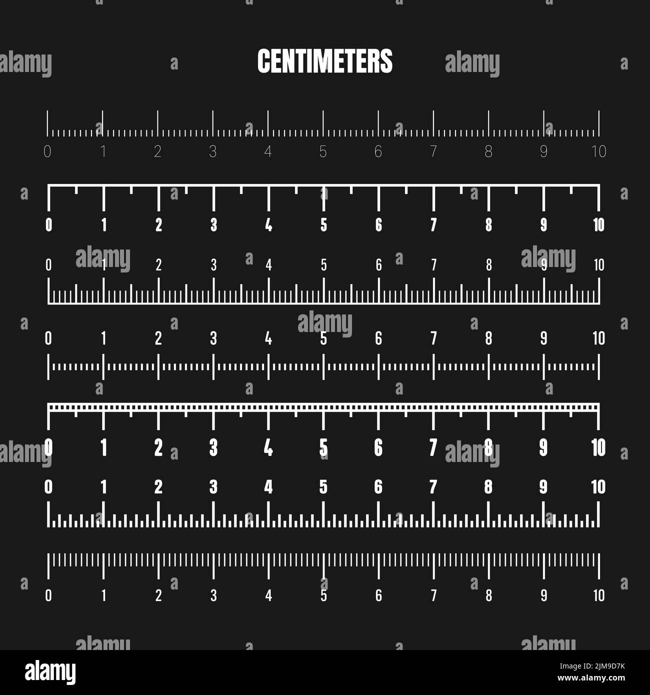 Realistic white centimeter scale for measuring length or height ...