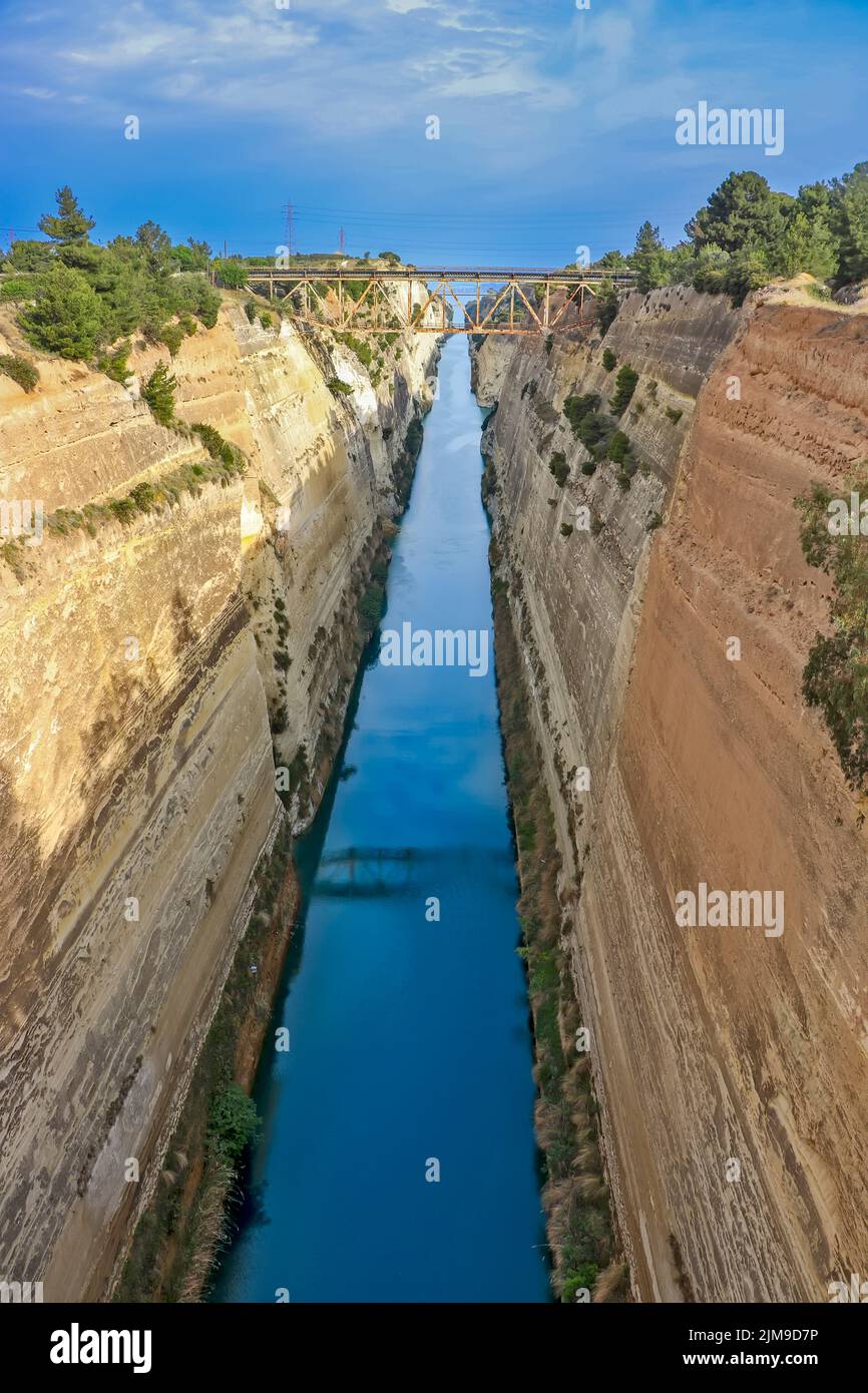 View of the Corinthian canal in Greece Stock Photo - Alamy
