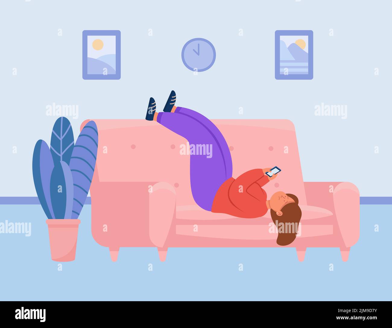 Lazy Girl Watching Tv Cartoon