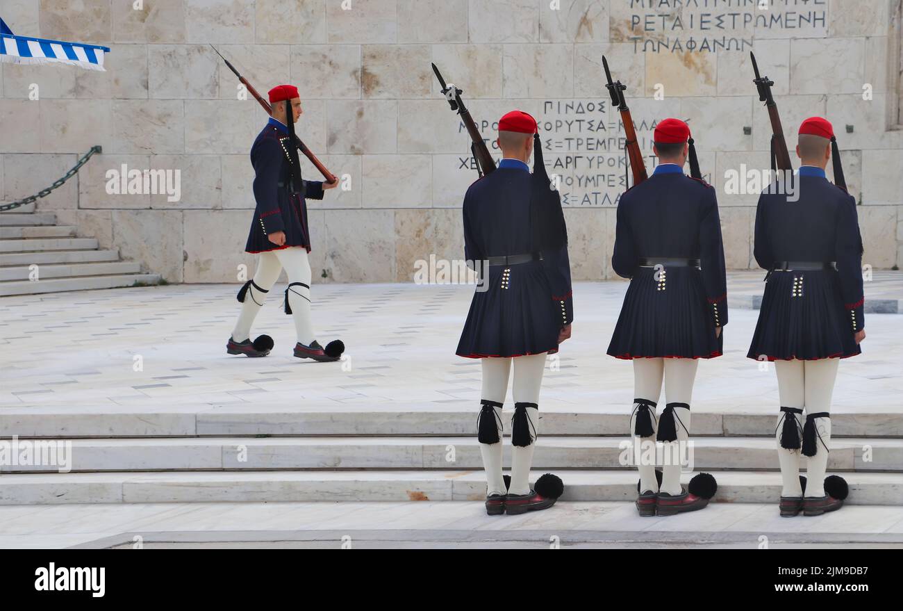 Detail from the changing the Guard - Presidential Mansion, Athens ...