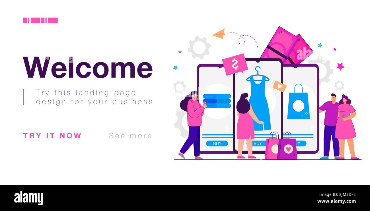 Customers buying from internet shops using app on mobile phones. People ...