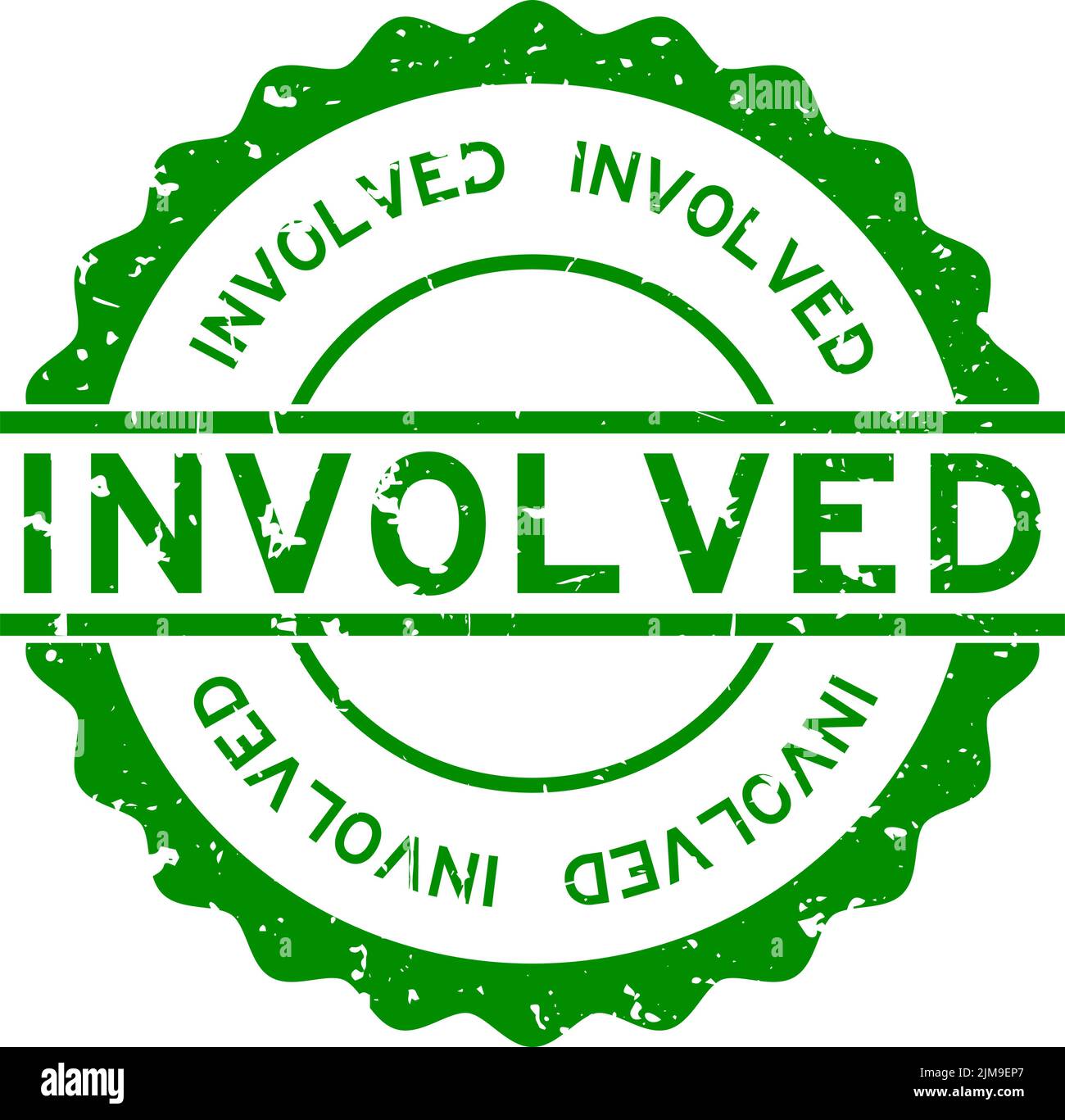 Grunge green involved word round rubber seal stamp on white background ...