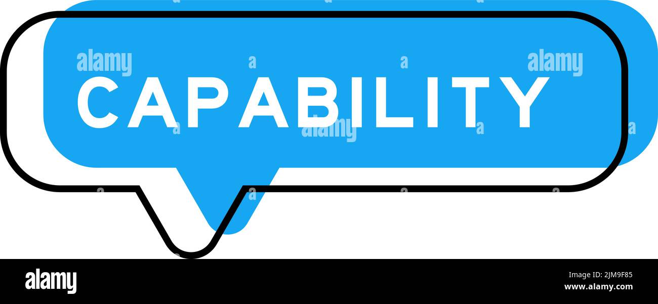 Speech banner and blue shade with word capability on white background ...