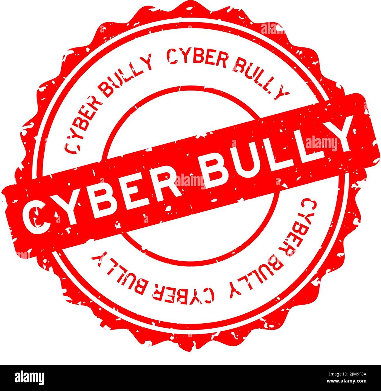 Grunge red cyber bully word round rubber seal stamp on white background ...