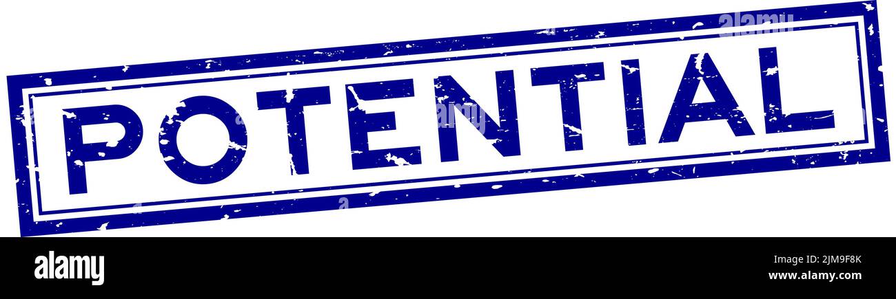 Grunge blue potential word sqaure rubber seal stamp on white background ...