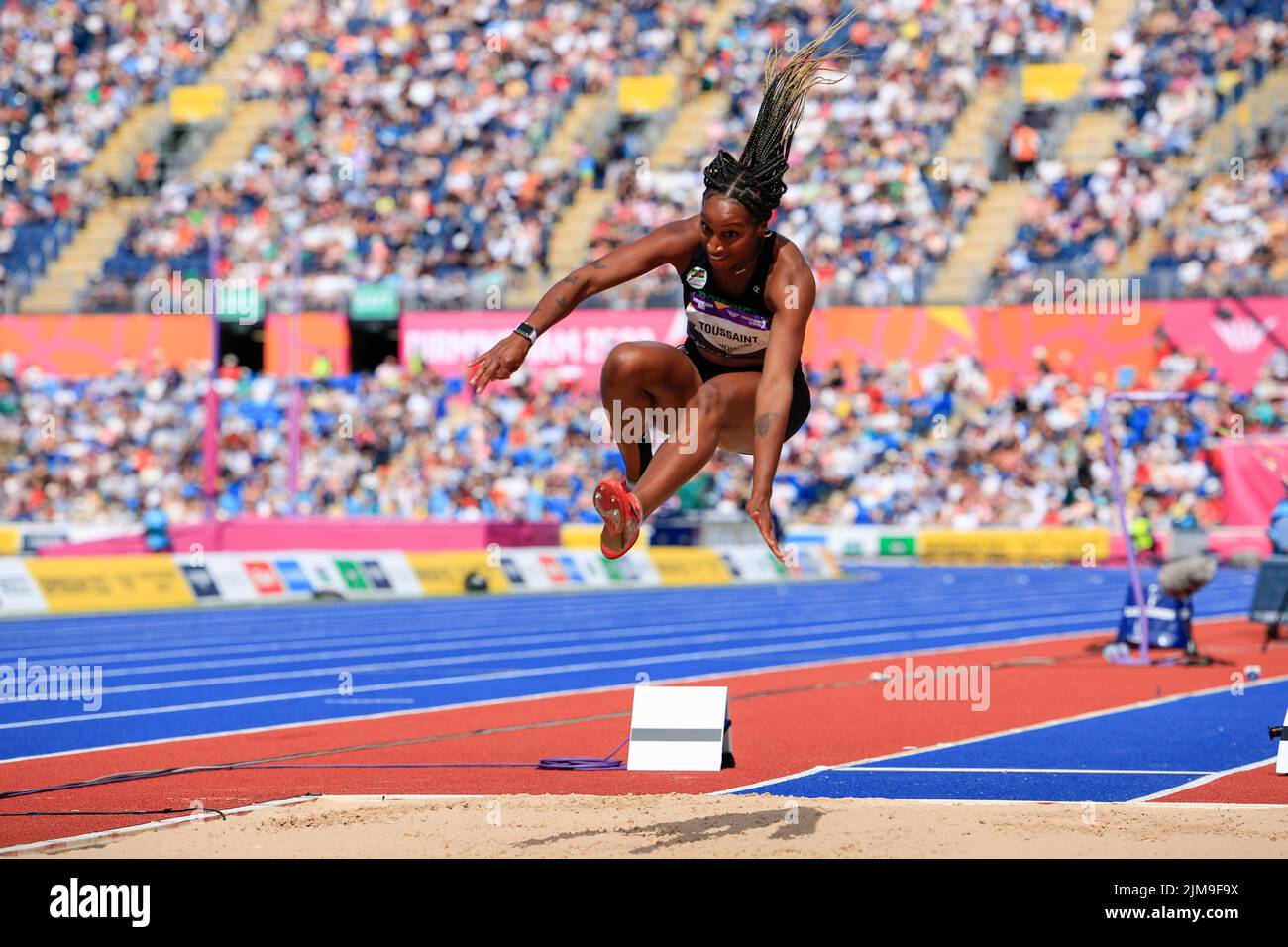 Mariah Toussaint of Dominica performs in the long jump Stock Photo - Alamy