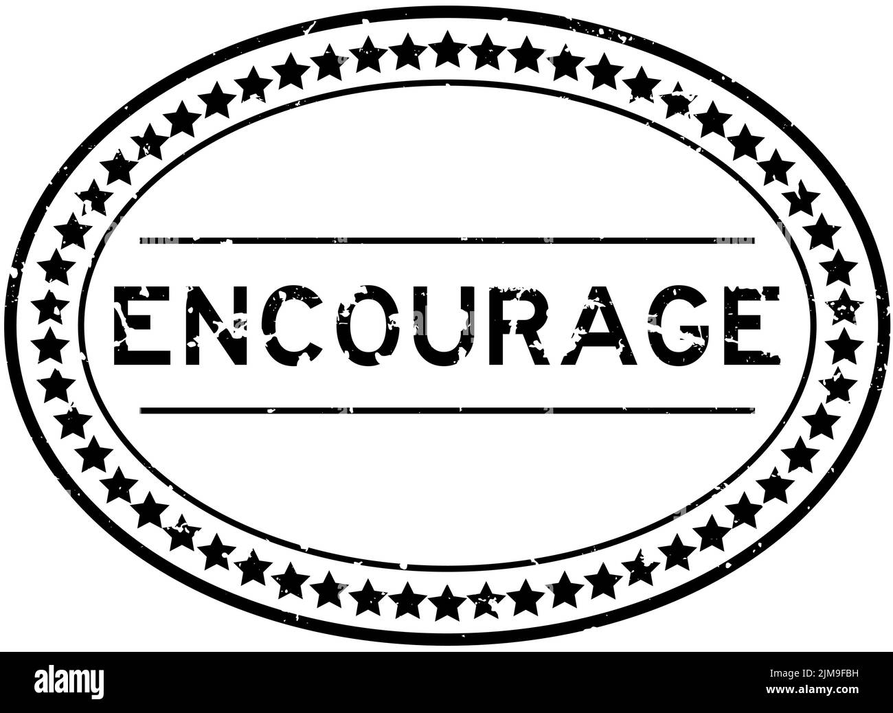 Grunge black encourage word oval rubber seal stamp on white background ...
