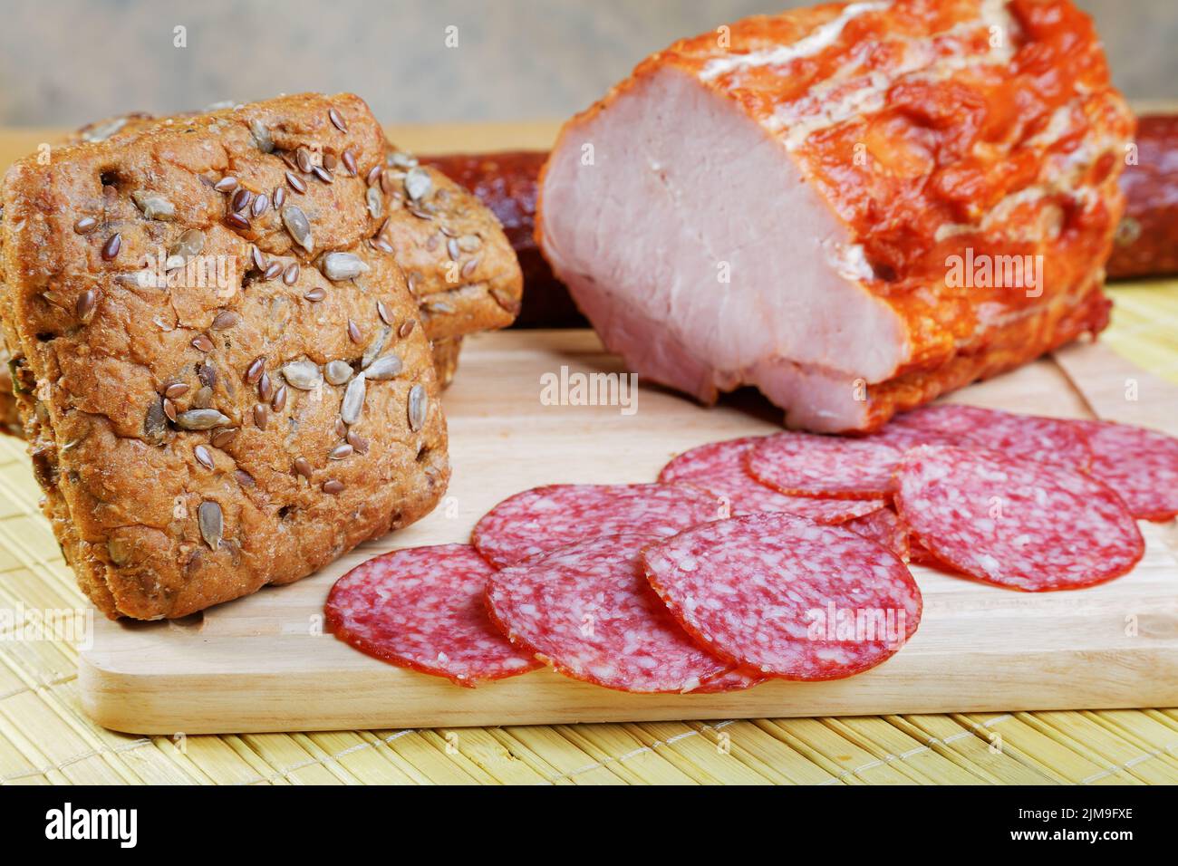 Bacon; board; cutting; delicatessen; fat; food; gourmet; product ...