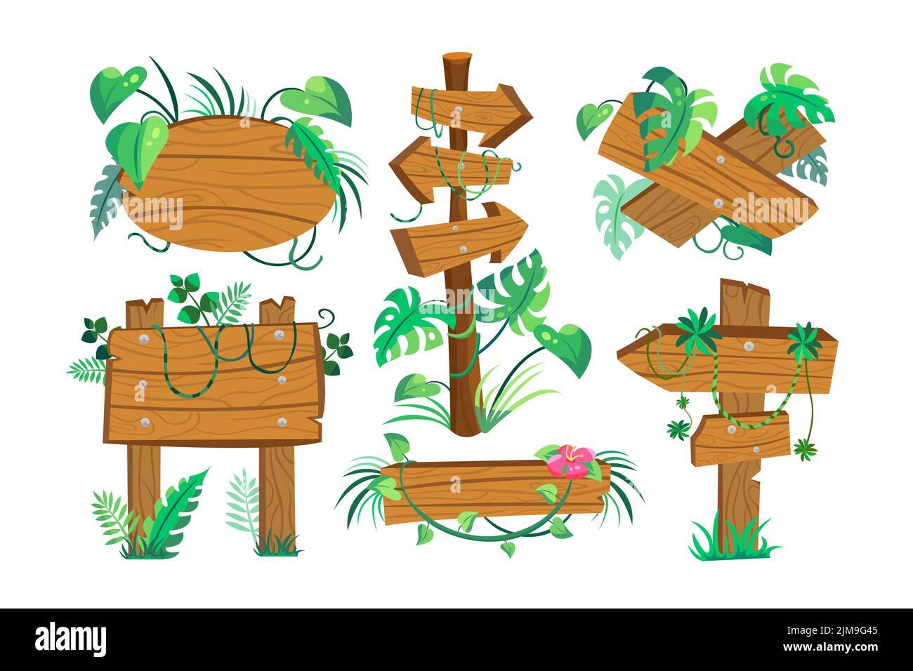 Cartoon wood direction signs hi-res stock photography and images - Alamy