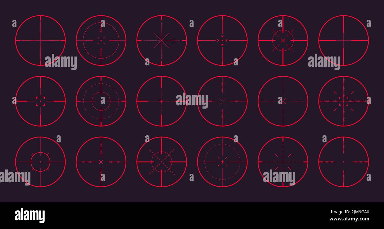 Various sniper rifle night sights, weapon optical scope crosshair ...