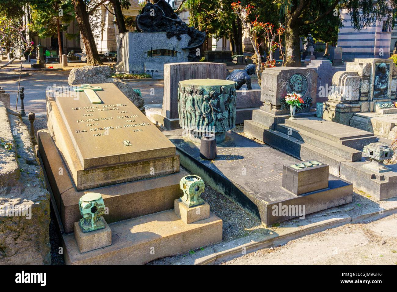Milan, Italy - March 03, 2022: View of the graves and other monuments ...