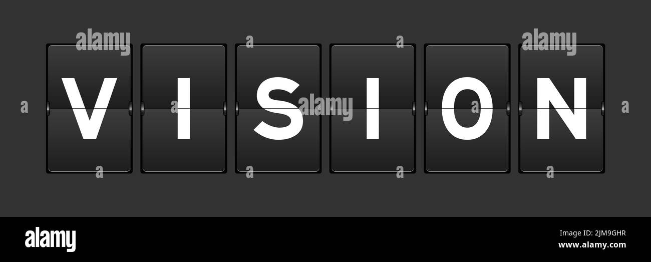 Black color analog flip board with word vision on gray background Stock ...