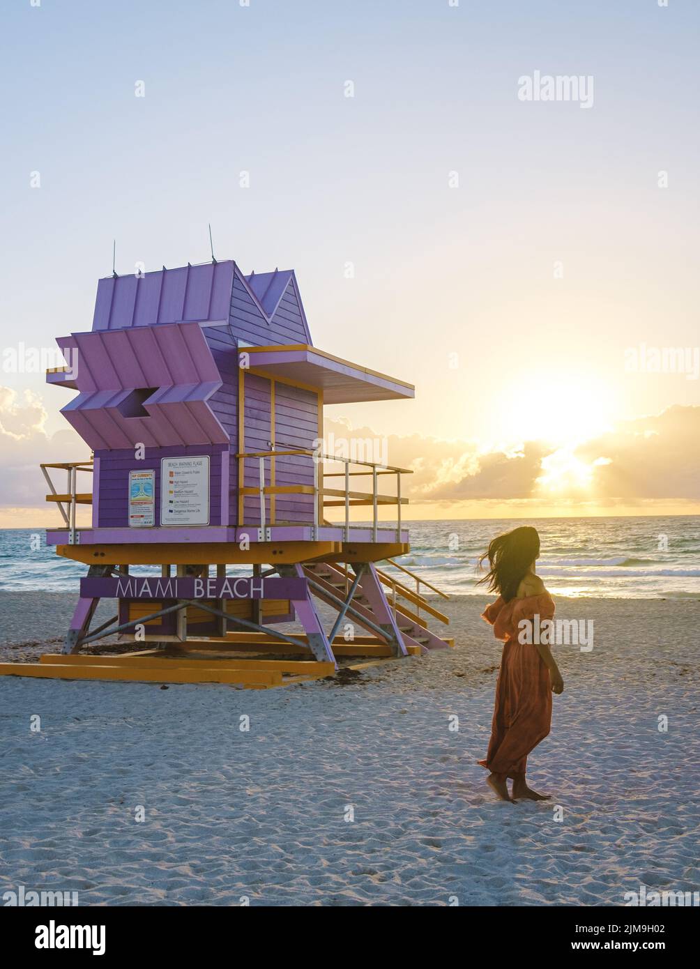 Miami beach woman lifeguard tower hi-res stock photography and images ...