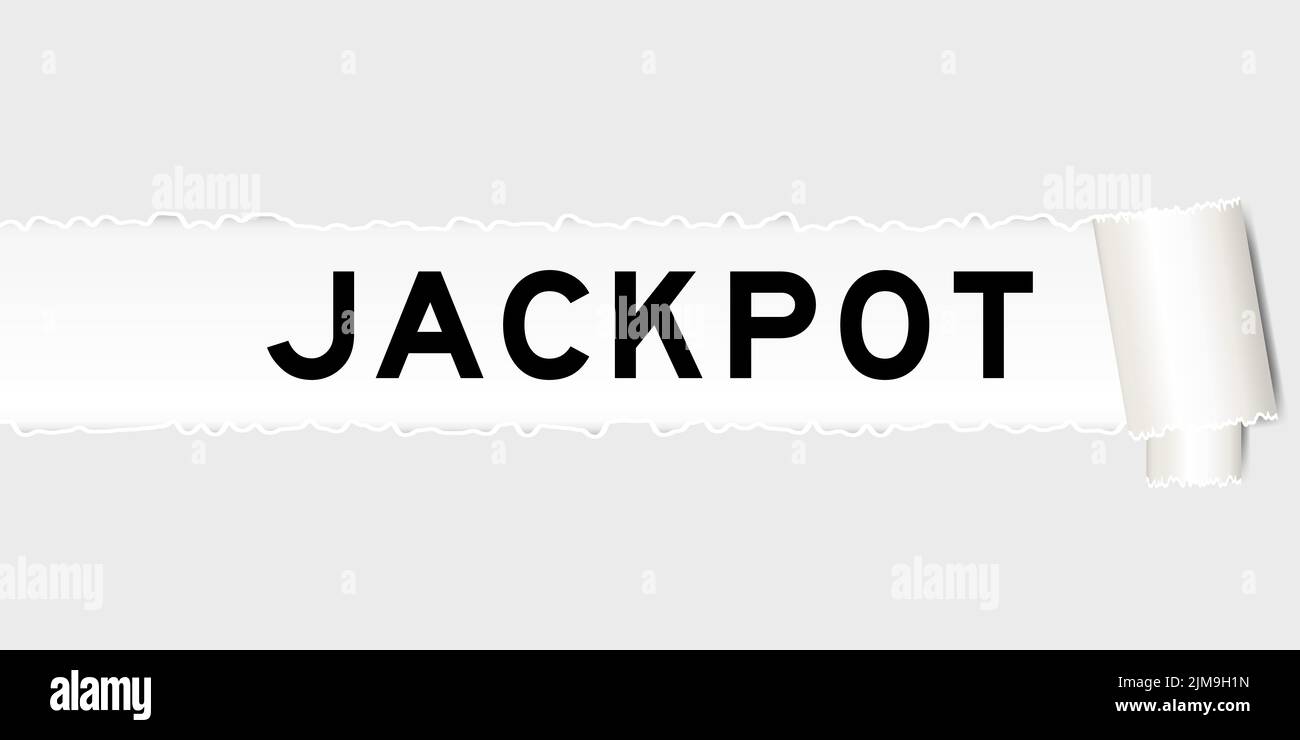 Ripped gray paper background that have word jackpot under torn part ...