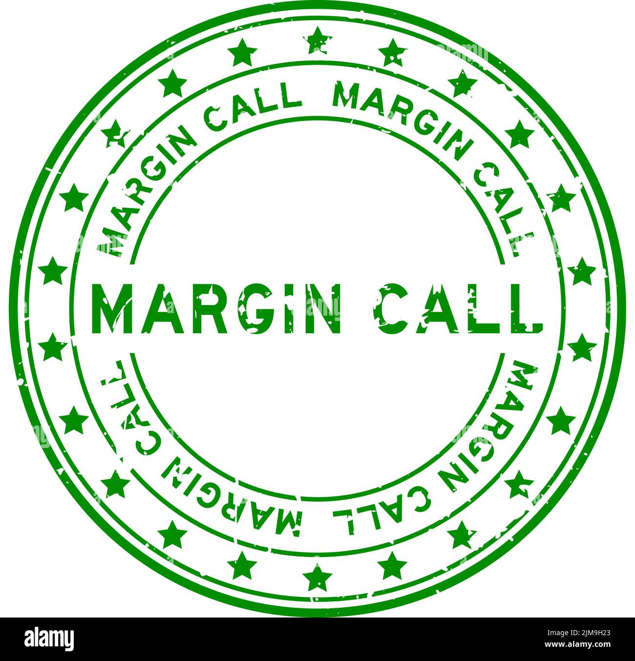 Grunge green margin call word with star icon round rubber seal stamp on ...