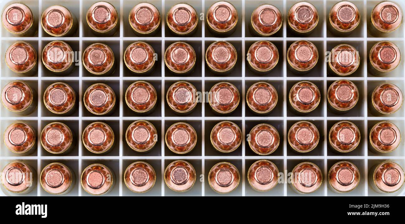 Close up of a box of new bullets in filled frame format Stock Photo - Alamy