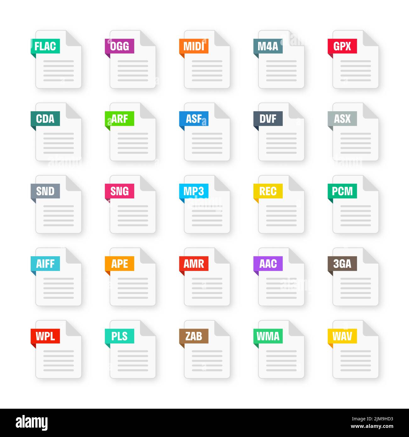 Common system file formats. Document types and extensions. Flat style ...