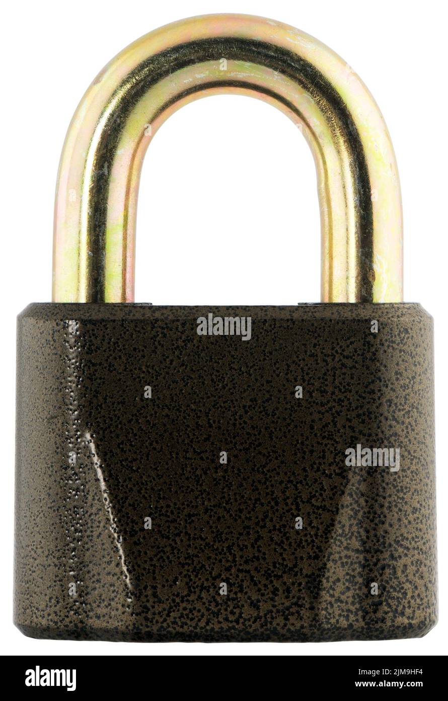 Metal padlock in lock state isolated on white Stock Photo - Alamy
