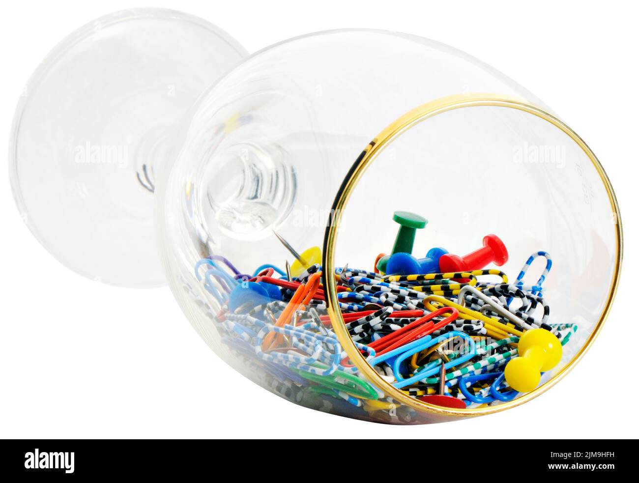 Colored stationery in beer glass isolated on white Stock Photo - Alamy