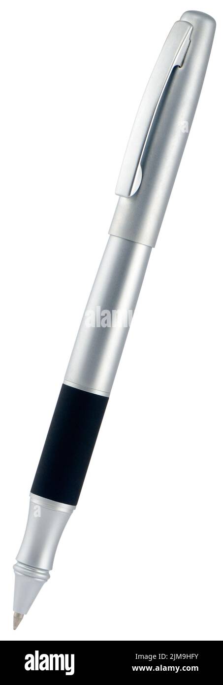 Open gray ball-point pen isolated on white Stock Photo - Alamy