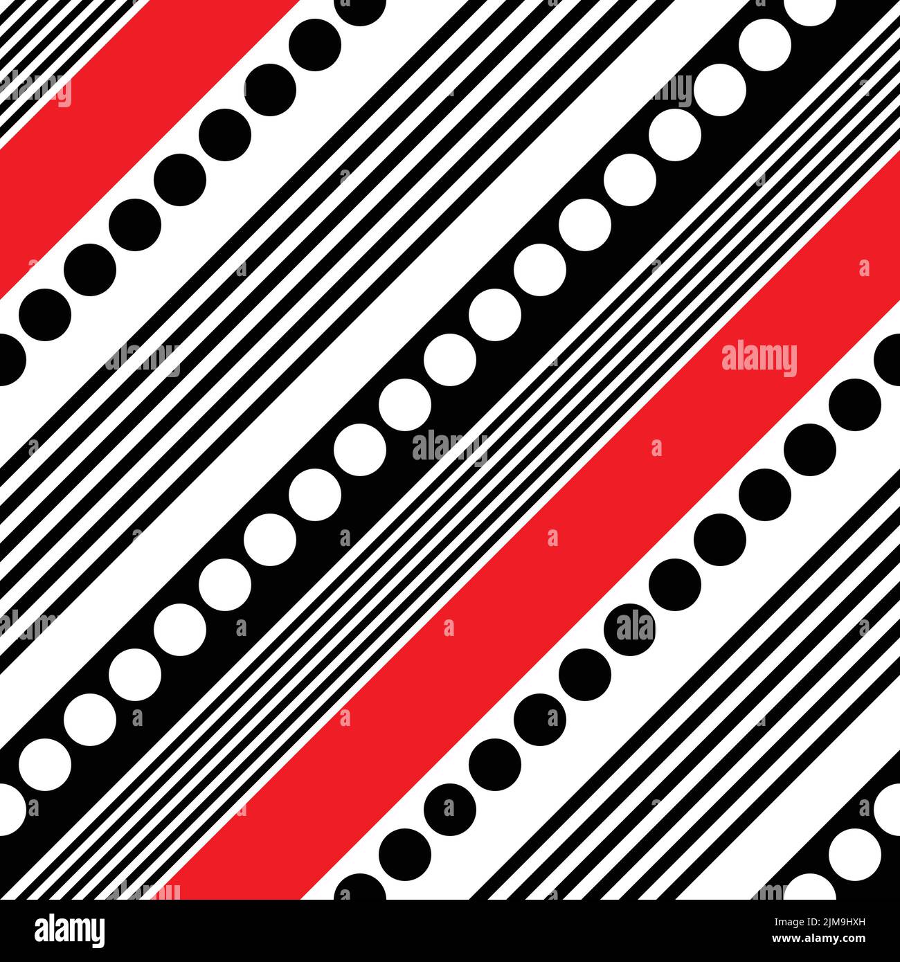 Seamless Diagonal Stripe and Circle Pattern. Vector Black and Red ...