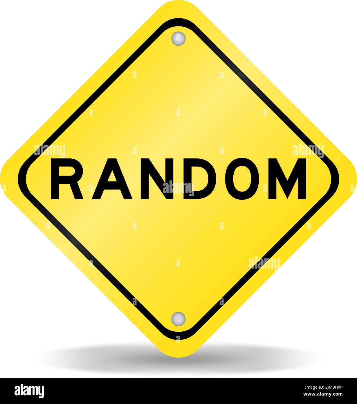 Yellow color transportation sign with word random on white background ...