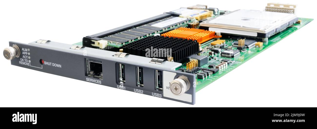 Telephone switch CPU circuit board isolated on the white Stock Photo ...