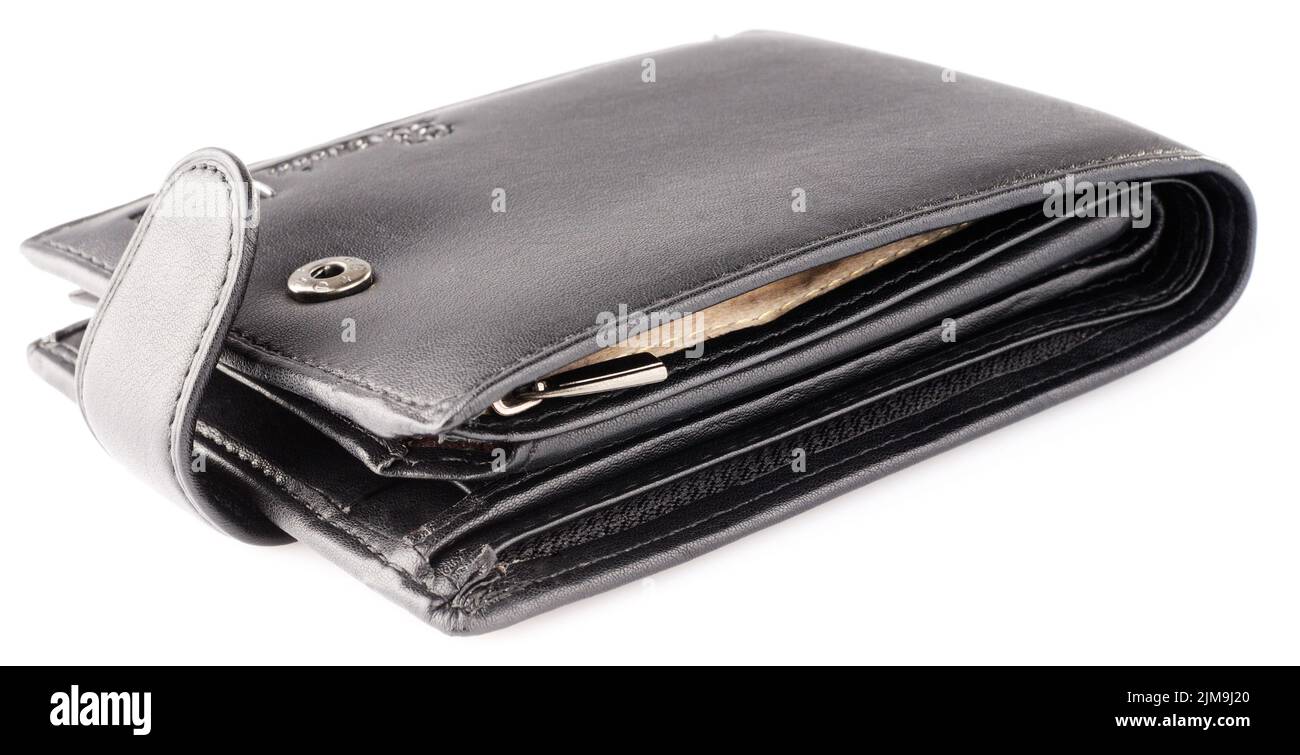 Black leather wallet over the white background Stock Photo - Alamy
