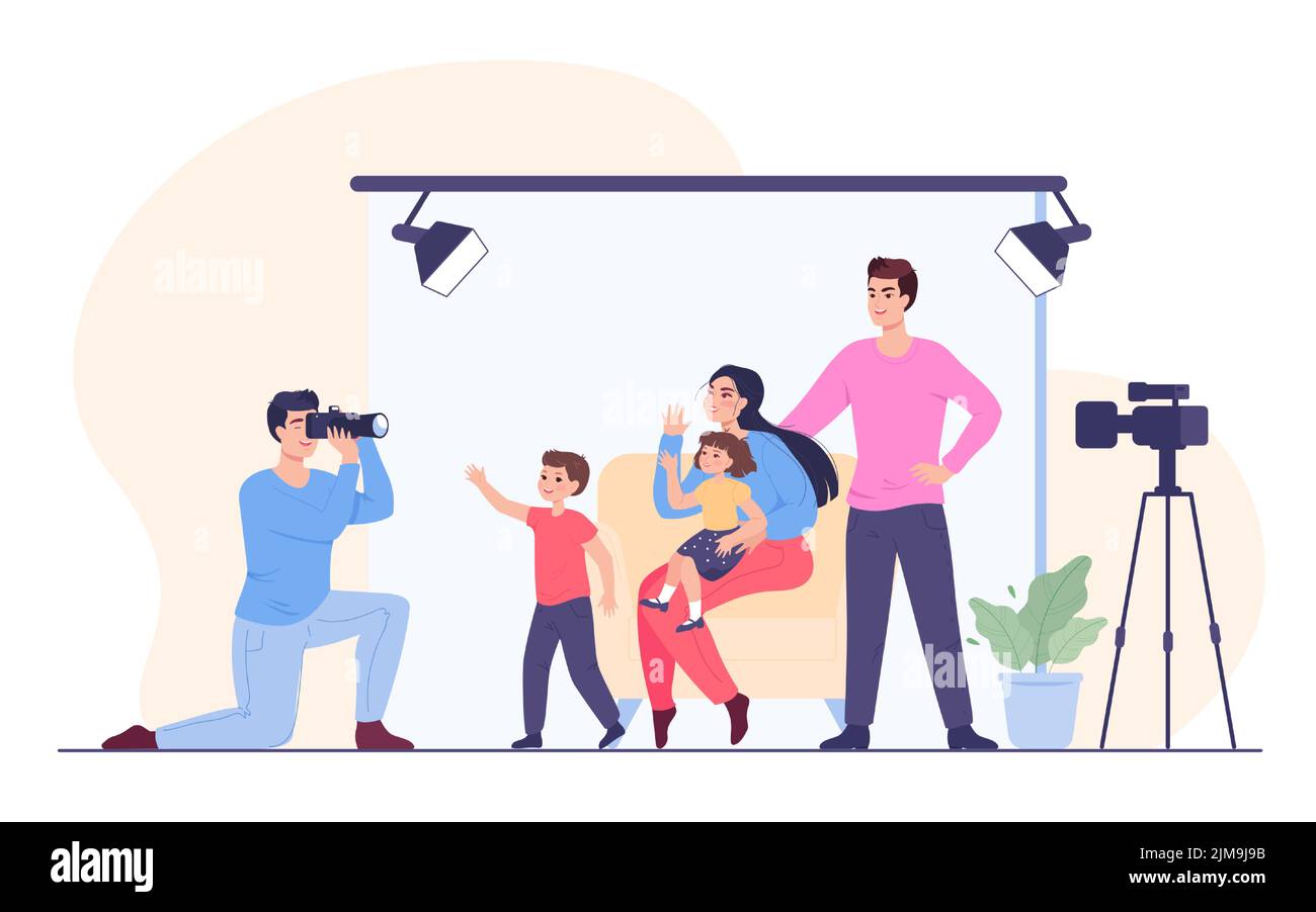 Son and parents posing for camera Stock Vector Images - Alamy