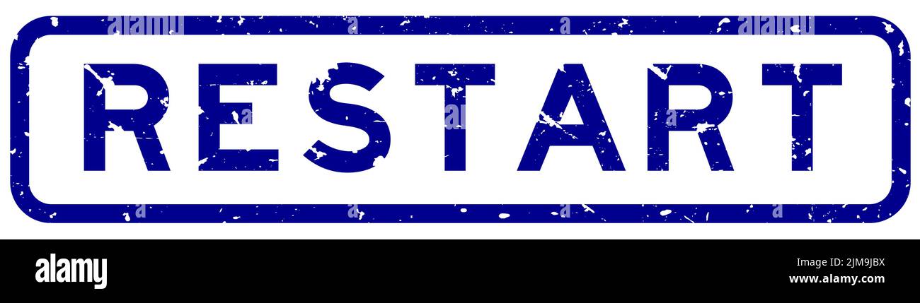 Grunge blue restart word square rubber seal stamp on white background ...