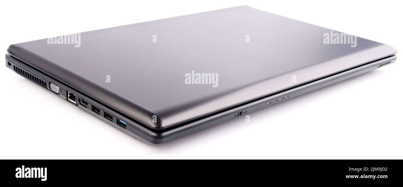 Closed laptop (notebook) over white background Stock Photo - Alamy